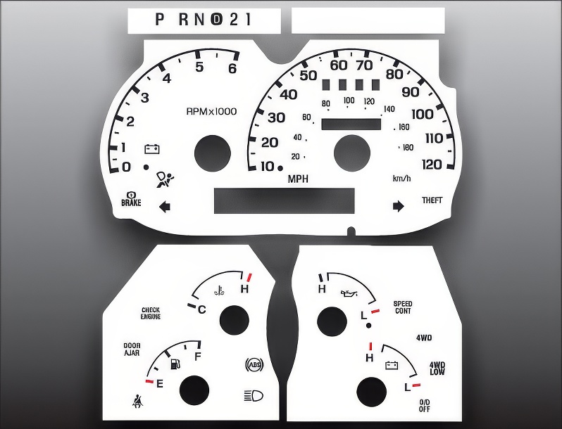 1997 Ford Ranger Explorer White Face Gauges - Whitegauges.net